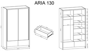 Piaski Šatní skříň ARIA II 130 Barva: bílá