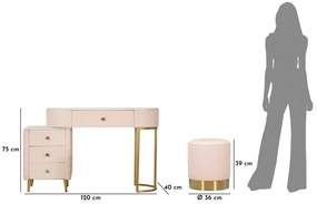 Designový toaletní stolek s taburetkou Pembroke růžový