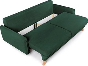 Tmavě zelená manšestrová rozkládací/s úložným prostorem pohovka 218 cm Tori – Bonami Selection