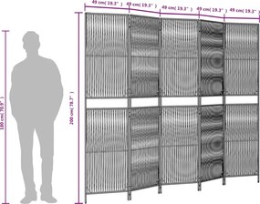 vidaXL Dělicí stěna 5 panelů polyratan [365399] Barva: Hnědá