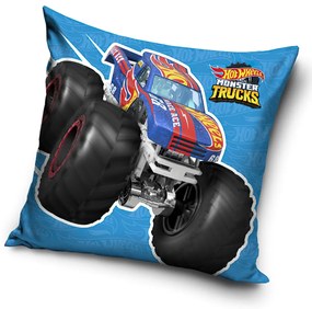 Carbotex dětský povlak na polštářek HOT WHEELS MONSTER TRUCK, modrý, 40x40cm