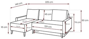 Sedací souprava OVIEDO | 140x225 | rozkládací + úložný prostor | hnědá