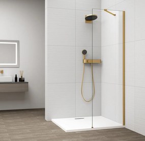 Polysan Esca Gold Matt jednodílná sprchová zástěna 30 x 210 cm k instalaci ke stěně zlatá sklo čiré ES1030-04