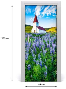Fototapeta samolepící na dveře kostel květiny 85x205 cm