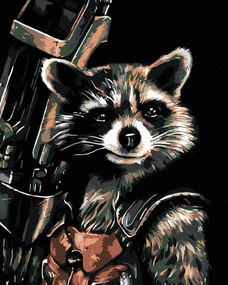 zuty malování podle čísel - rocket racoon, 80x100 cm, bez rámu a bez vypnutí plátna
