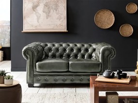 Dvoumístná pohovka z pravé kůže Chesterfield IV