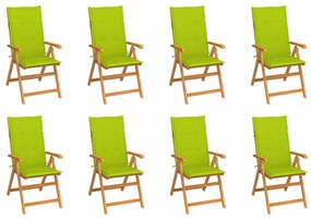 Zahradní polohovací židle 8 ks akácie / látka Dekorhome Světle zelená
