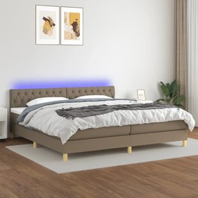 Box spring postel s matrací a LED taupe 200x200 cm textil