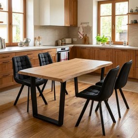 Vikio Jídelní set pro 4 osoby 160x90 cm dub noha U černá židle VJS156-4C
