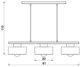 Závěsná světelná lišta MARTI III béžovo-zlatá