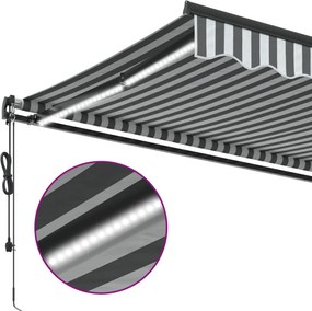 Automatická zatahovací markýza s LED antracit a bílá 450x350 cm 3215815