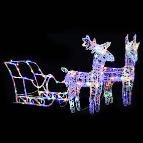 Vánoční sobi se sáněmi 160 LED diod 130 cm akryl 328522