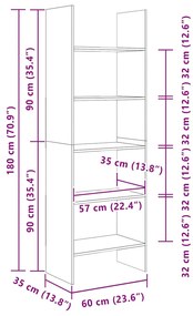 vidaXL Marketos Knihovna bílá 60 x 35 x 180 cm kompozitní dřevo