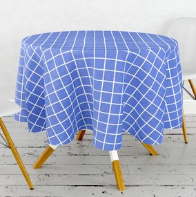 Ubrus PVC kulatý DC-8400 - Kostkovaná modř (různé velikosti)