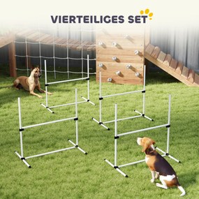PawHut agility překážková sada pro výcvik psů 4 překážky slalomové tyče plastové bílé 99x65x94cm pro aktivní výcvik psů | Aosom.de