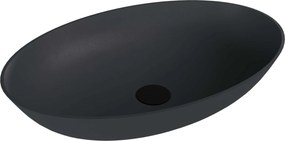 Polysan Banera - Umyvadlo na desku 60x40 cm, bez přepadu, bez otvoru pro baterii, matný antracit 14397.51