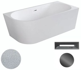 Besco Akrylátová volně stojící rohová vana Zoya Glam S 150x75 (170x80) bílá/stříbrná Rozměry (cm): 170x80, Typ a barva výpustě: Click-Clack s přepadem, grafit, Orientace: Pravá