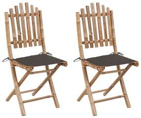 Skládací zahradní židle s poduškami 2 ks bambus,  3063995