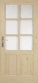 ORKAN Interiérové dveře 6lux Eco, 60 P, 650 × 1985 mm, masivní dřevo, pravé, borovice, prosklené