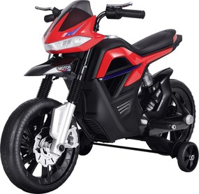 HOMCOM Dětská elektrická motorka +3 roky 6V baterie s osvětlením a hudbou 105x52,3x62,3cm Červená | Aosom