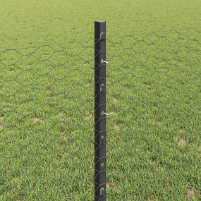 Hexagonální plot s podpěrou 25 x 0,8 m Ocel potažená PVC Šedá 3336854