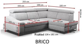 Rohová sedací souprava Brico, světle hnědá látka, pravý roh