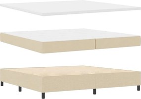 Postel s boxspringem s čelo Krémová 200 x 200 cm textil 3340590
