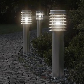 Venkovní stojací lampy se zásuvkou 3 ks stříbrné 60 cm ocel