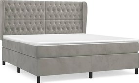 Box spring postel s matrací světle šedá 180x200 cm samet 3129405