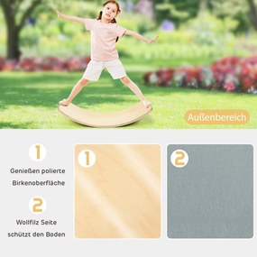 Costway Dřevěné balanční prkno Waldorfské prkno ze dřeva pro děti, přírodní