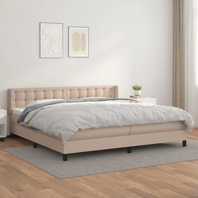 Box spring postel s matrací cappuccino 200 x 200 cm umělá kůže,  3130804