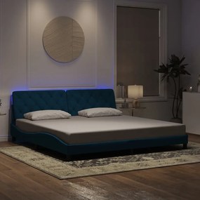 Rám postele s LED bez matrace modrý 200 x 200 cm samet 3213877