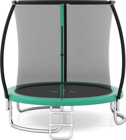 Costway Trampolína Ø244 cm se žebříkem a ochrannou sítí kulatá zahradní