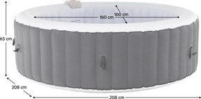 Nafukovací vířivka, šedá/bílá, 4-6 os, 1000 l, KAMINO NEW TYP 2