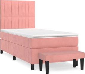 Box spring postel s matrací růžová 90x190 cm samet 3137940