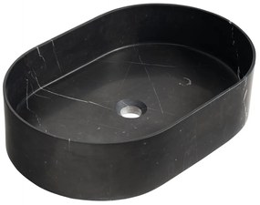 Sapho Blok kamenné umyvadlo na desku 55 x 37 cm bez otvoru pro baterii matný černý Marquin 2401-51