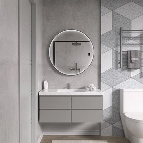 Erga Charlotte, kulaté LED zrcadlo 80cm, černý kovový rám, 1840 lm, 6500K, přední boční osvětlení, ERG-V01-204-8080-BK