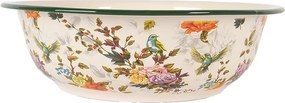 Béžová dekorační smaltovaná mísa s květy Vintage antik - Ø 30*9 cm / 3000 ml