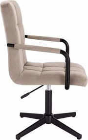 LuxuryForm DESIGN Otočná židle VERONA BLACK VELUR na černém kříži - latte
