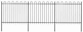 Zahradní plot s obloukem nahoře ocelový 504 x 150 cm černý 277676