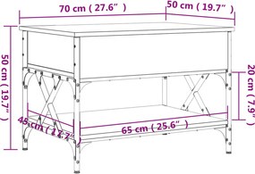 vidaXL Konferenční stolek 70 x 50 x 50 cm kompozit a kov [845353] Barva: kouřový dub