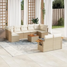 10dílná zahradní sedací souprava s poduškami béžová polyratan 3227136