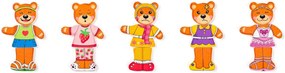 WOODY DŘEVO Šatní skříň Medvědí rodinka vkládací puzzle 54 dílků v boxu 90819