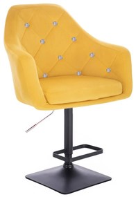 LuxuryForm Barová židle ROMA VELUR na černé podstavě - žlutá