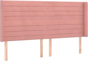 Box spring postel s matrací a LED růžová 180x200 cm samet 3139642