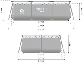 Zahradní bazén s filtrací 300 x 207 x 65 cm