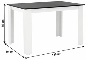 Jídelní stůl, bílá / černá, 120x80 cm, KRAZ
