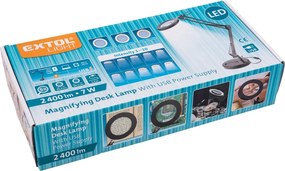 Lampa stolní s lupou, USB napájení, 1300 lm, 3 barvy světla, 5 × zvětšení EXTOL LIGHT 43160