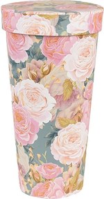 Papírový úložný box s květinami - Ø 9*18 cm