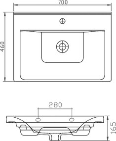 Aqualine Sapho, SAVA 70 nábytkové umyvadlo 70x16,5x40 cm